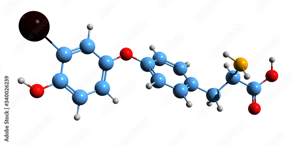 3D image of 3-Monoiodothyronine skeletal formula - molecular chemical ...