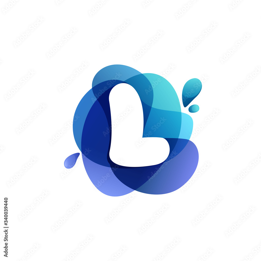 Letter L pure water logo. Swirling overlapping shape with splashing ...