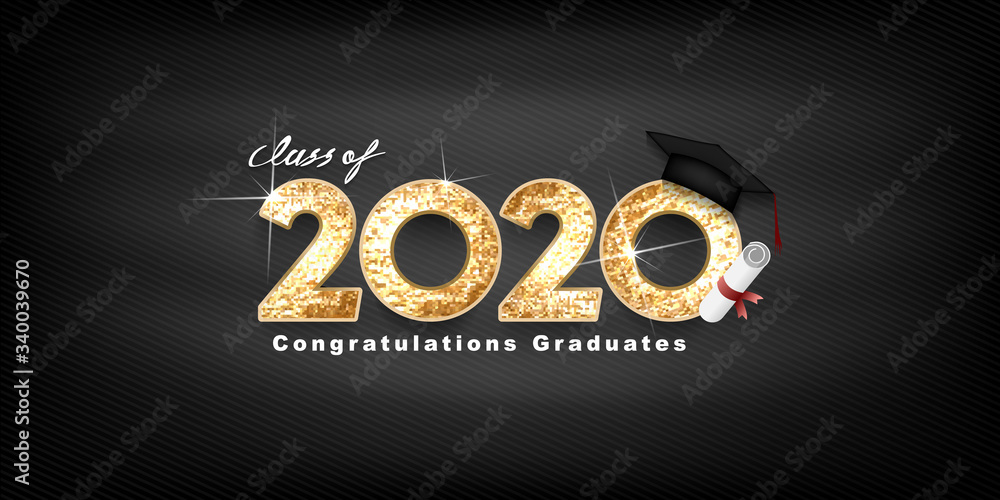 Class of 2020 Vector text for graduation gold design, congratulation ...