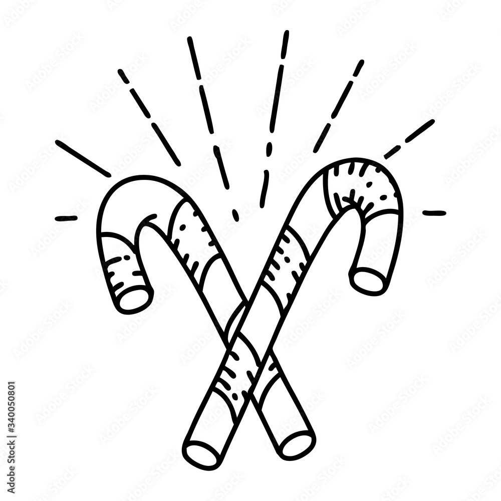 traditional black line work tattoo style candy canes Stock Vector ...