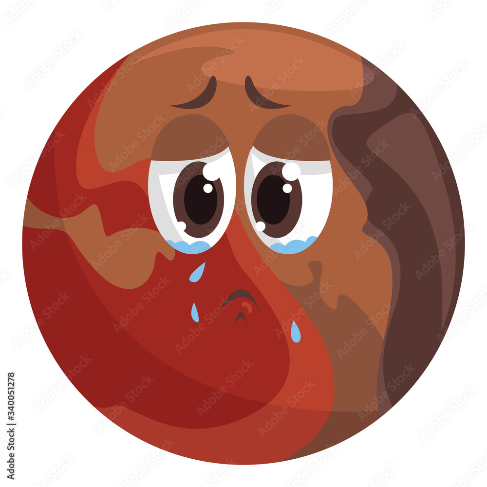 Sad pluto planet, illustration, vector on white background Stock Vector ...