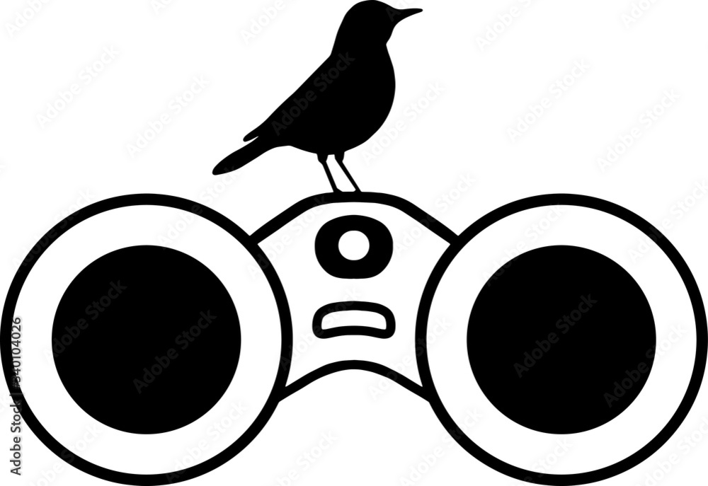 birdwatching logo concept, bird on top of binocular vector illustration ...