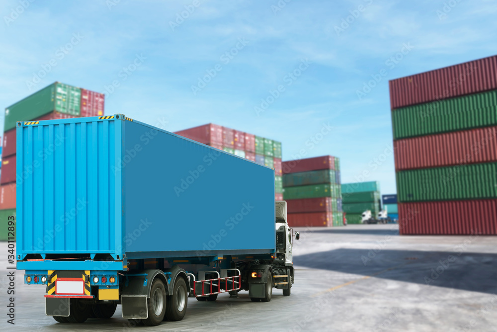 Truck container delivery with container warehouse as for logistics and ...