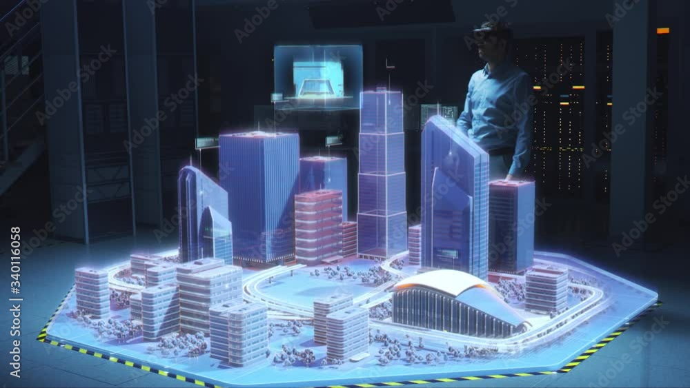 Industry 4.0: Modern Professional Architect Wearing Virtual Reality ...