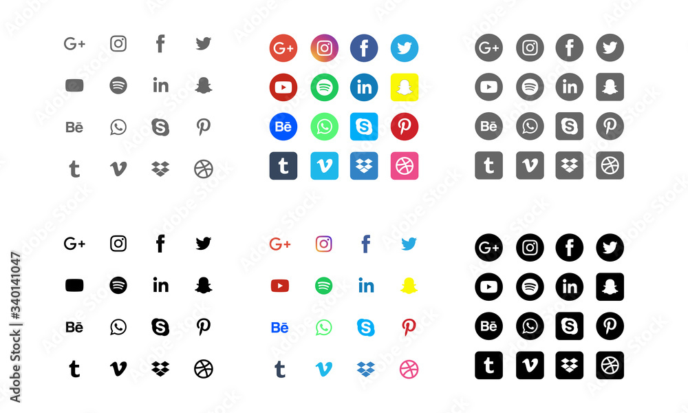 Free Flat Vector Social Media Icons
