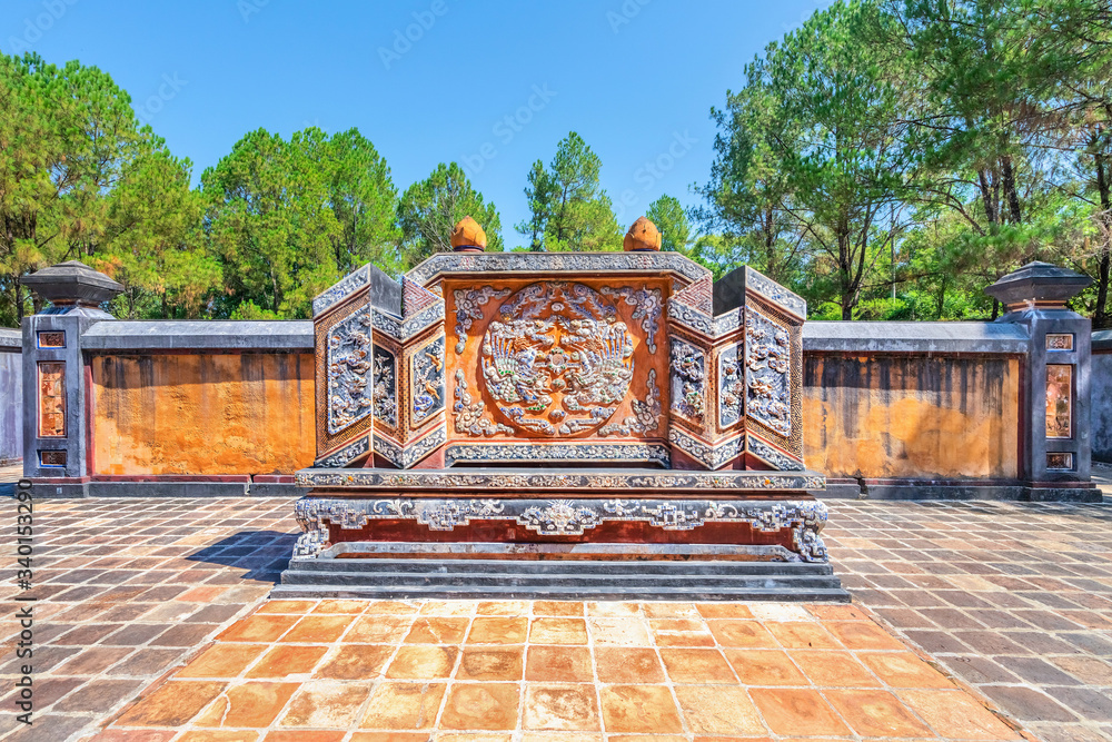 Aerial and general view of Vietnam ancient Tu Duc royal tomb and ...