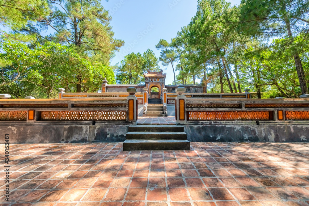 Aerial and general view of Vietnam ancient Tu Duc royal tomb and ...