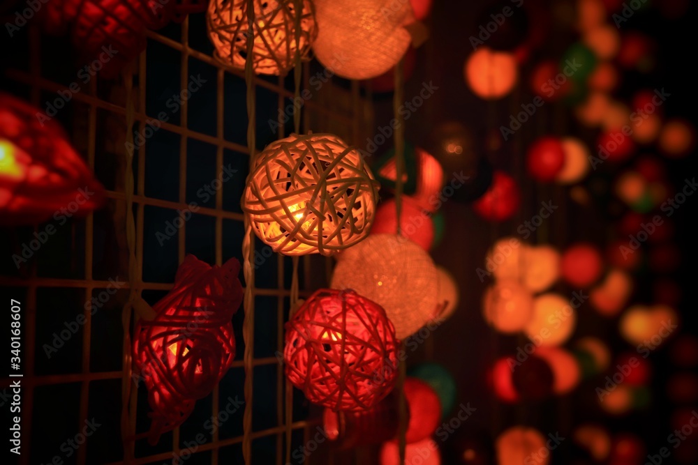 Light strands and lamp lights sold as traditional thai souvenirs for ...