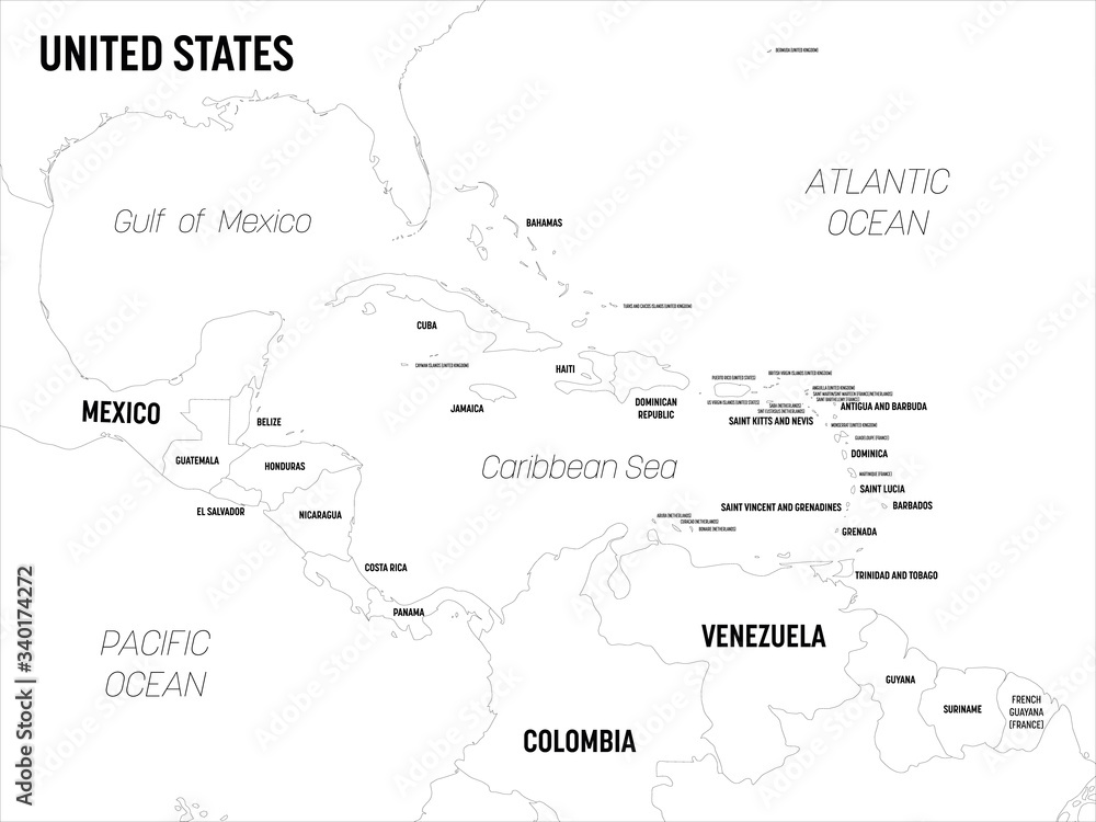 Central America map. High detailed political map Central American and ...
