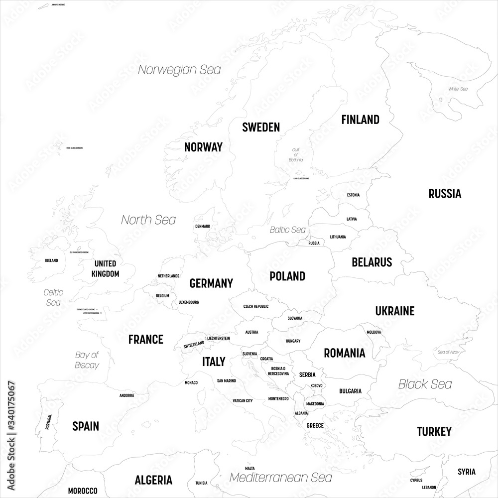 Europe map. High detailed political map of european continent with ...
