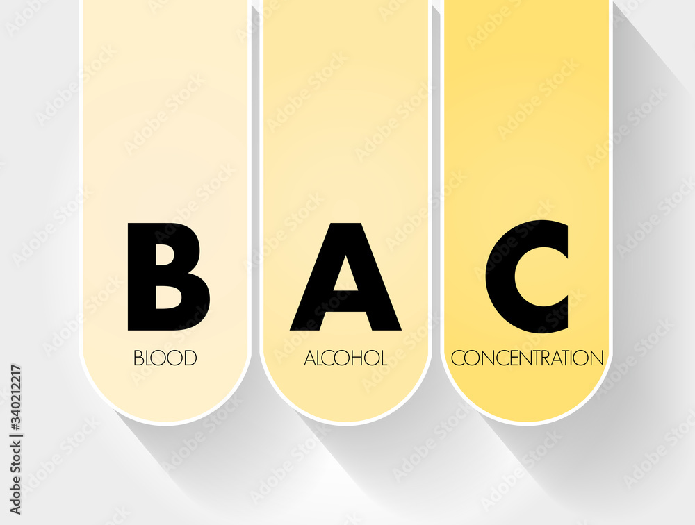 BAC - Blood Alcohol Concentration acronym, medical concept background ...