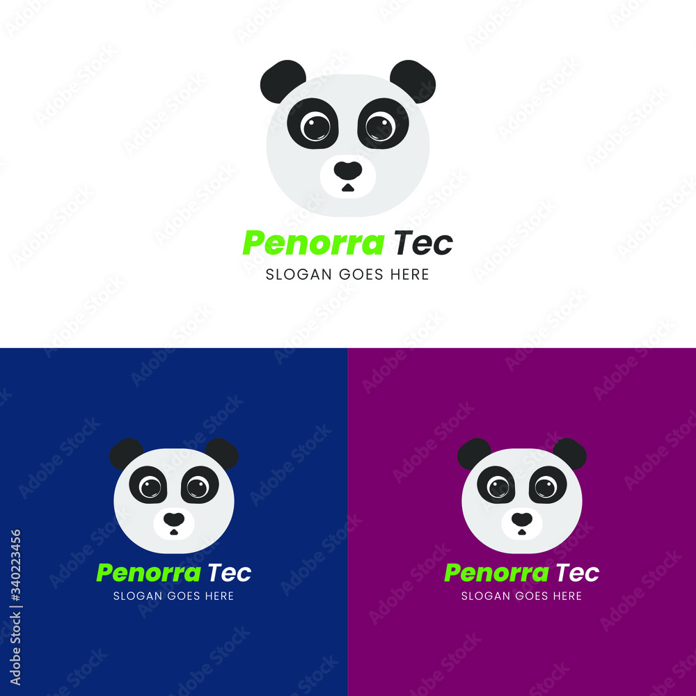 Best Brand Logo Panda bear silhouette - New panda face green logo ...