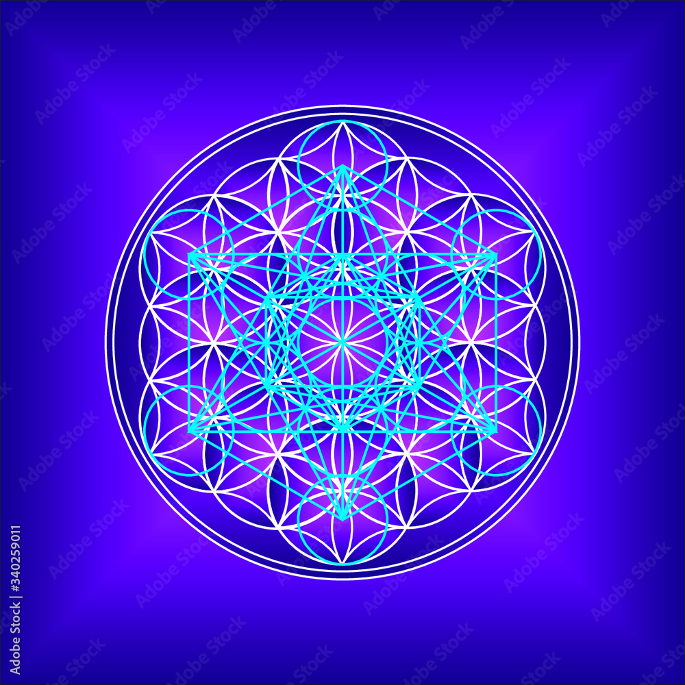 Sacred Geometry - Flower of life, Blue&Violet pattern- Vector ...