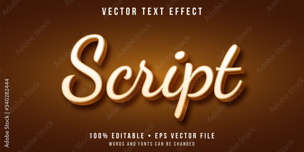 Editable text effect - embossed cursive style Stock Vector | Adobe Stock