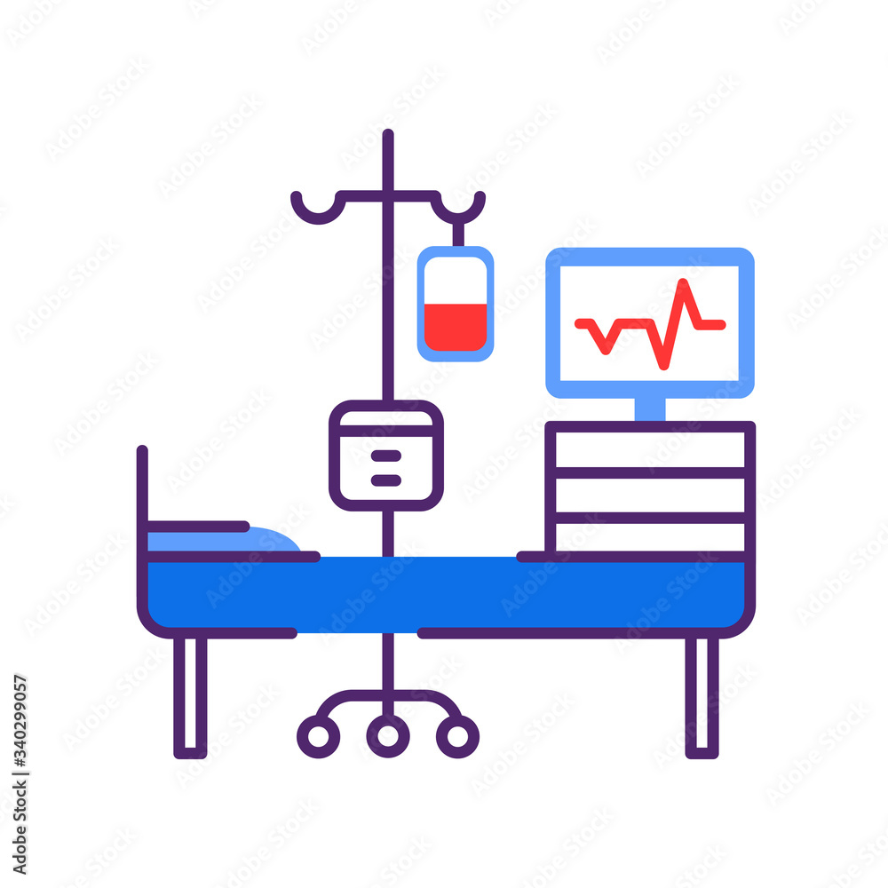Chemotherapy line color icon. Hospital ward, intensive therapy. Medical ...