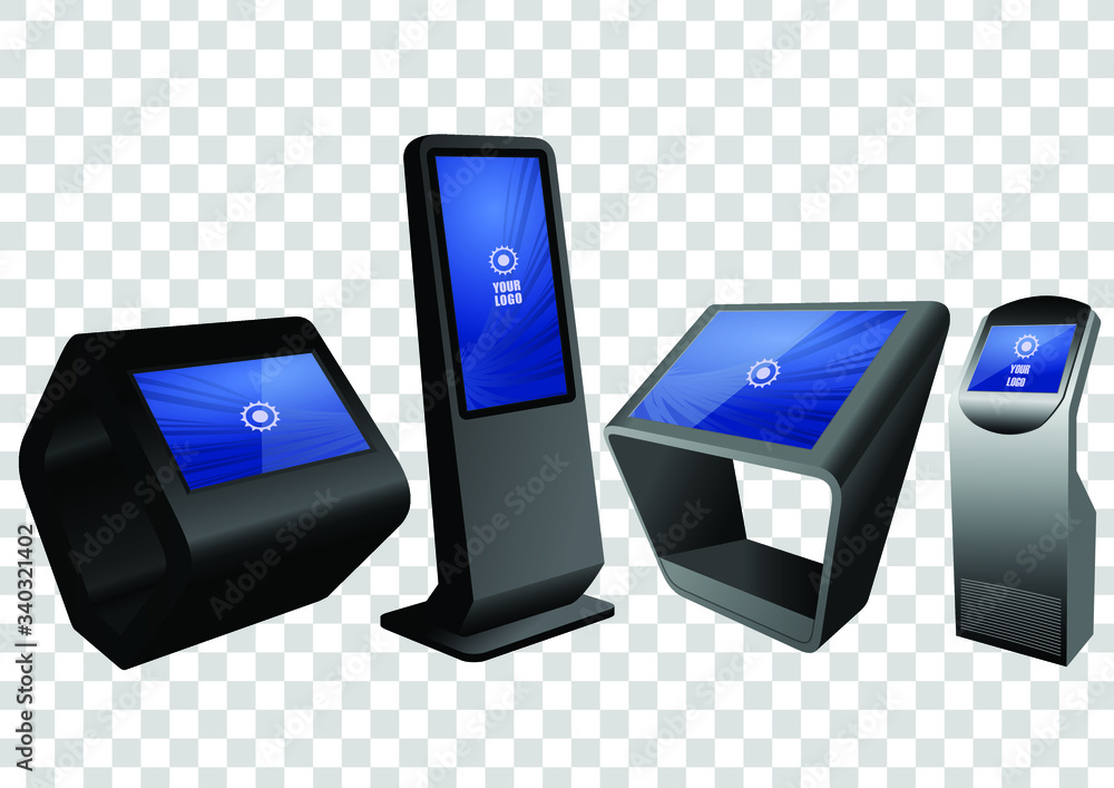 Four Promotional Interactive Information Kiosk, Advertising Display, Terminal Stand, Touch ...