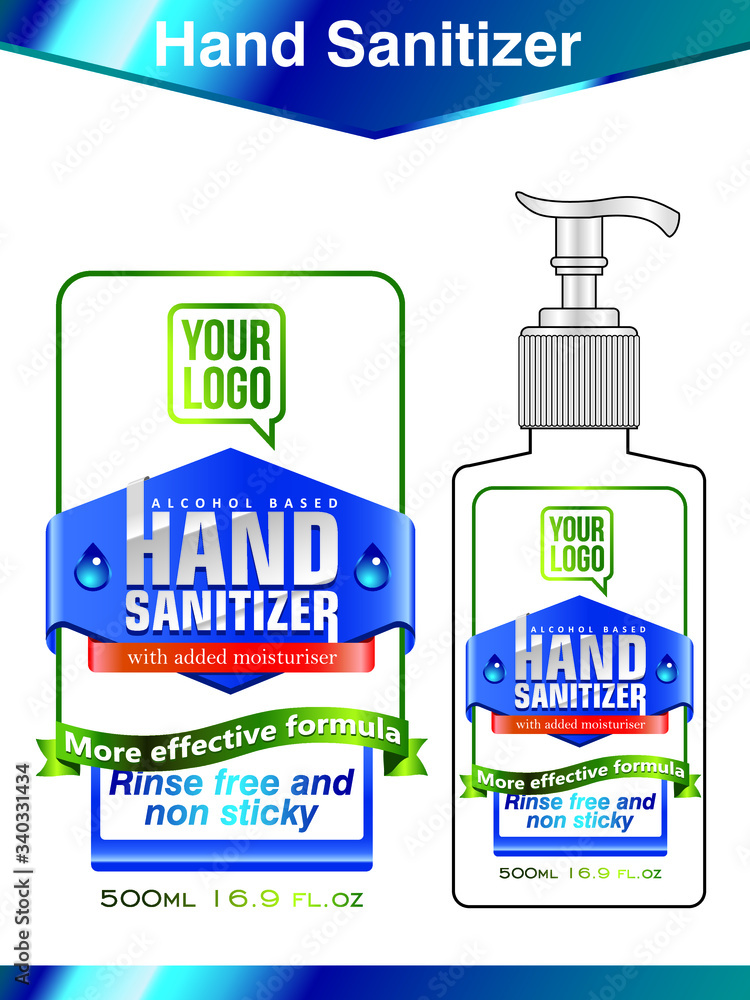 Hand sanitizer label design vector graphic template for packaging ...