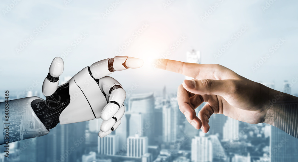 3D Rendering futuristic robot technology development, artificial ...