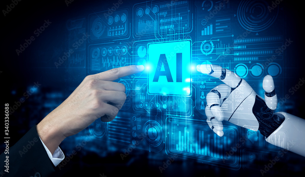 3D rendering artificial intelligence AI research of robot and cyborg ...