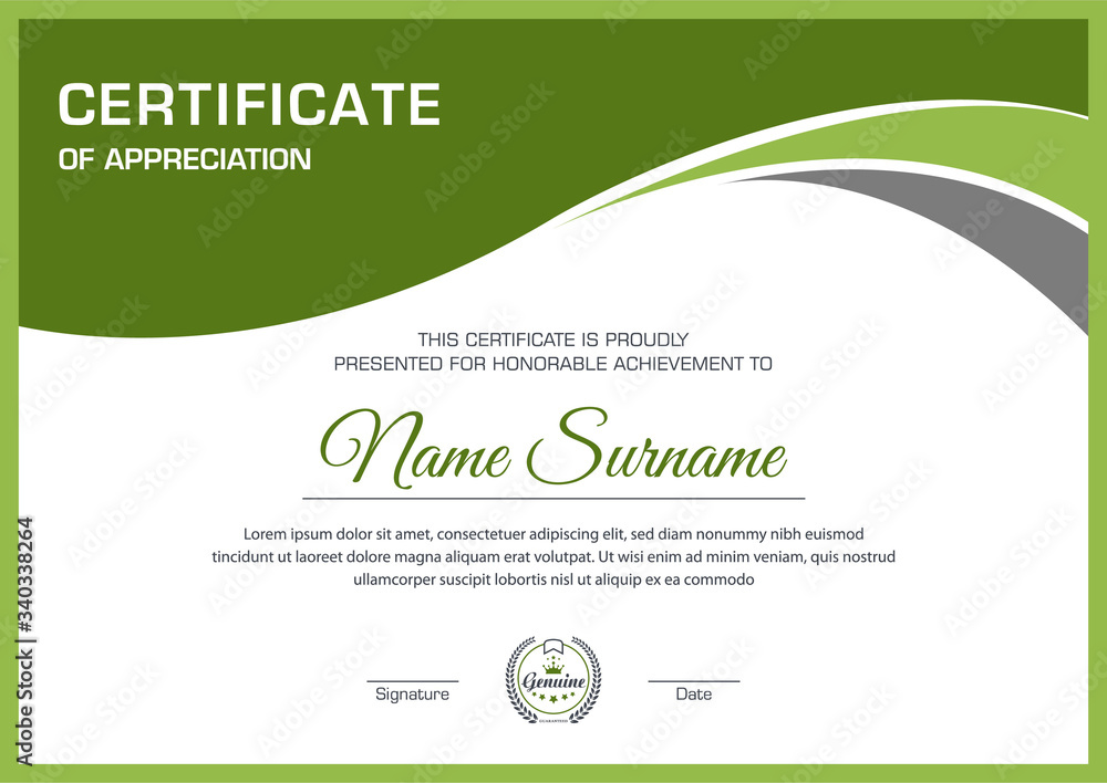 green modern certificate for corporate companies and all types business ...