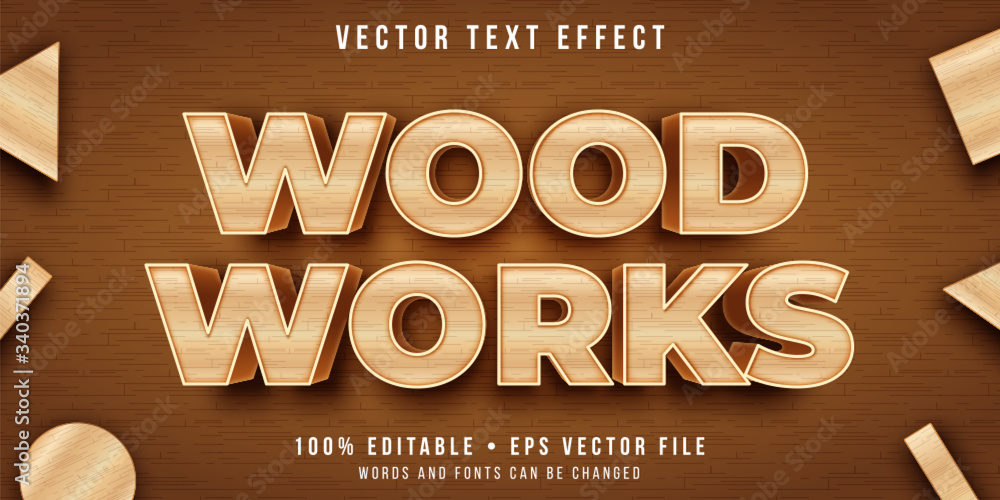 Editable text effect - wood carving style Stock Vector | Adobe Stock