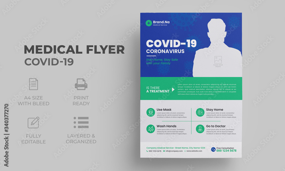 COVID-19 Coronavirus Campaign Flyer Template | Medical healthcare Flyer ...
