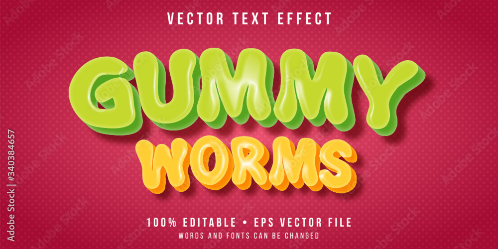 Editable text effect - gummy worms style Stock Vector | Adobe Stock
