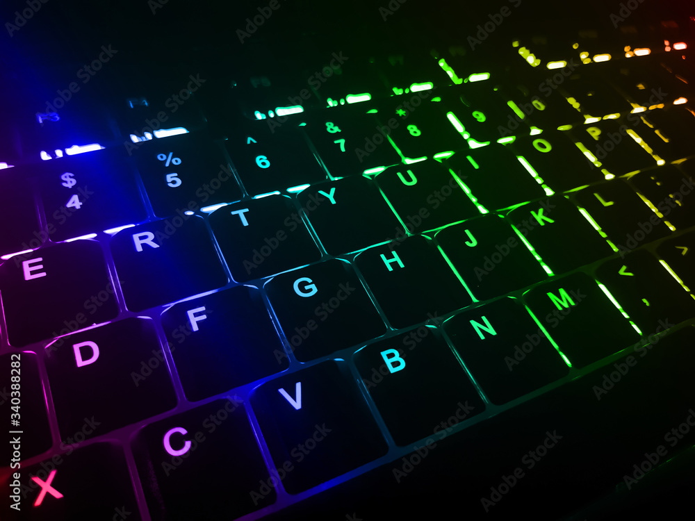 Low profile backlit keyboard. Rainbow colors backlight Stock Photo ...