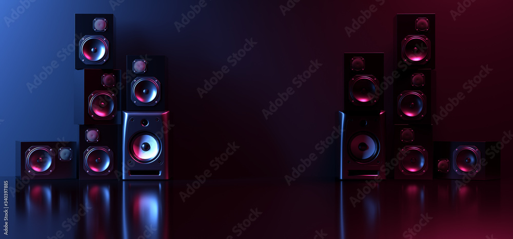 Neon Glowing Purple Blue Performance Music Studio Vibrant Electric ...