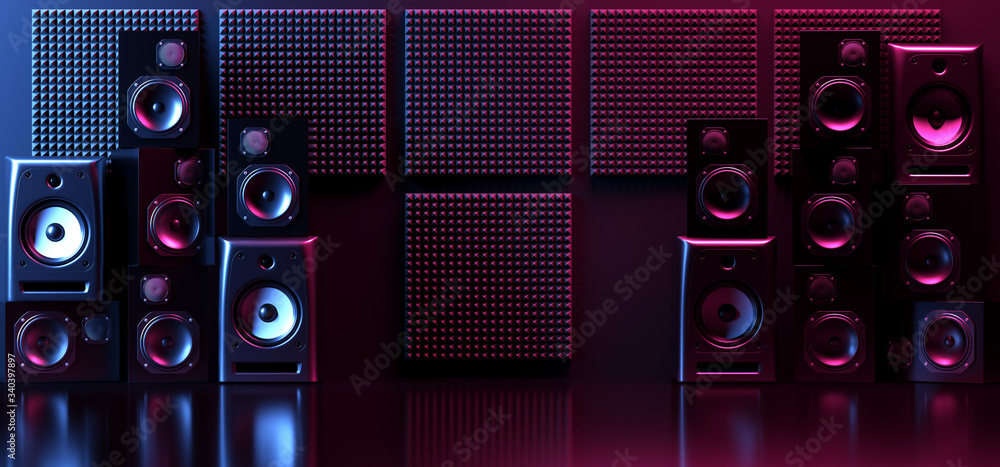 Neon Glowing Purple Blue Performance Music Studio Vibrant Electric ...