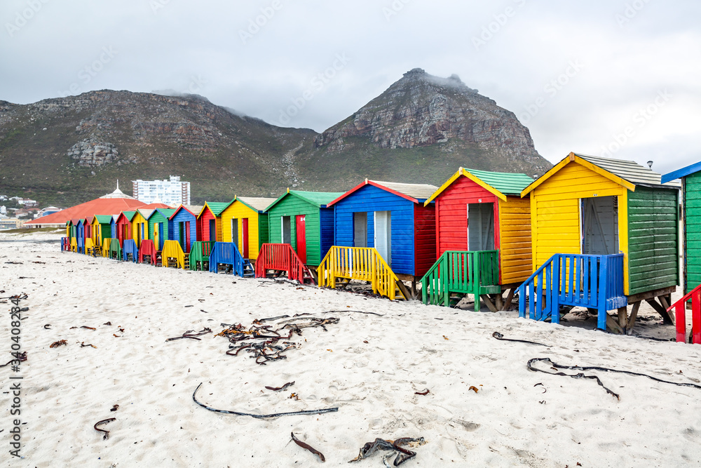 colorful huts of Muizenberg beach near Cape Town in South Africa Stock ...