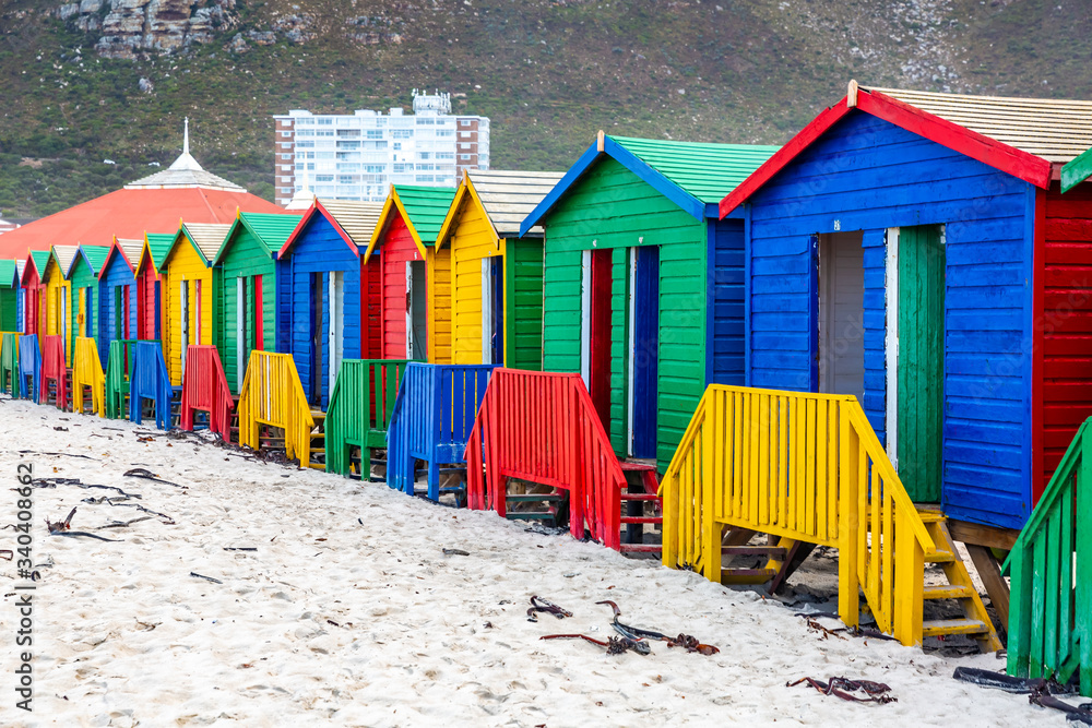 colorful huts of Muizenberg beach near Cape Town in South Africa Stock ...