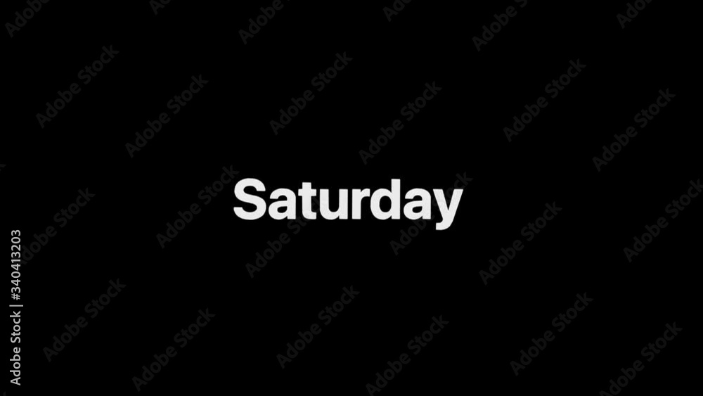 Outline Effect over a white Saturday word that then fills with flat ...