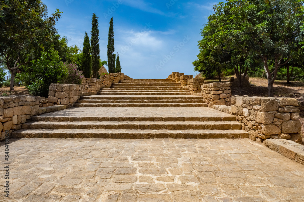Cyprus. Pathos. Archaeological Open Air Museum. Steps in the ...