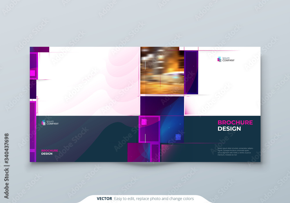 Purple Square Brochure Cover Template Layout Design. Corporate business ...