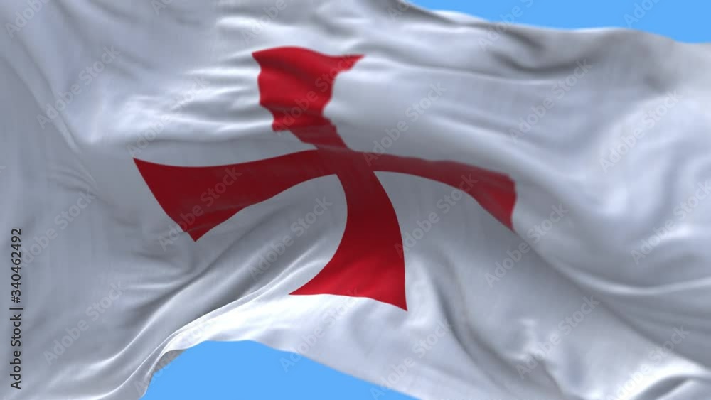 4k Knights Templar flag;knight cloth texture slow loop seamless waving ...
