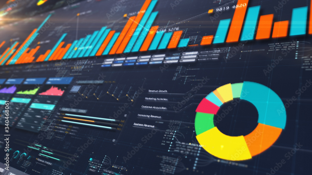 Foto de Business stock market, trading, info graphic with animated ...