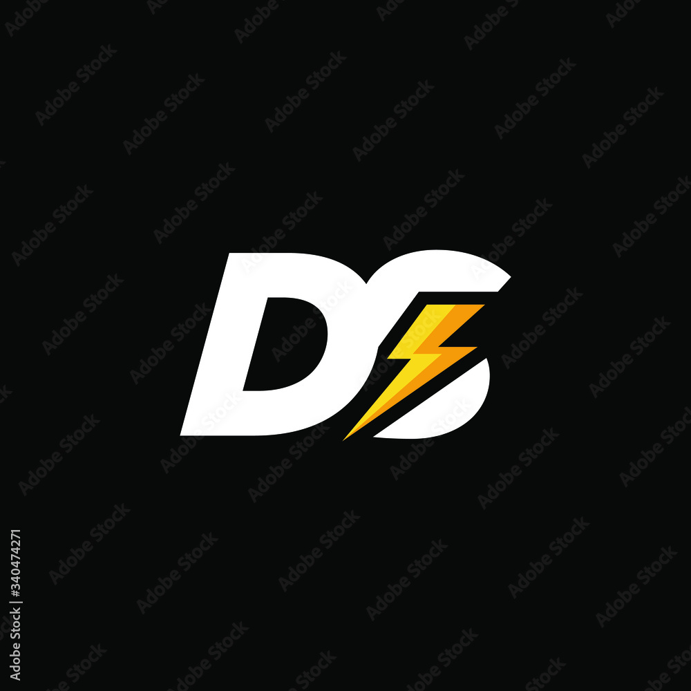 Initial Letter DS with Lightning Stock Vector | Adobe Stock