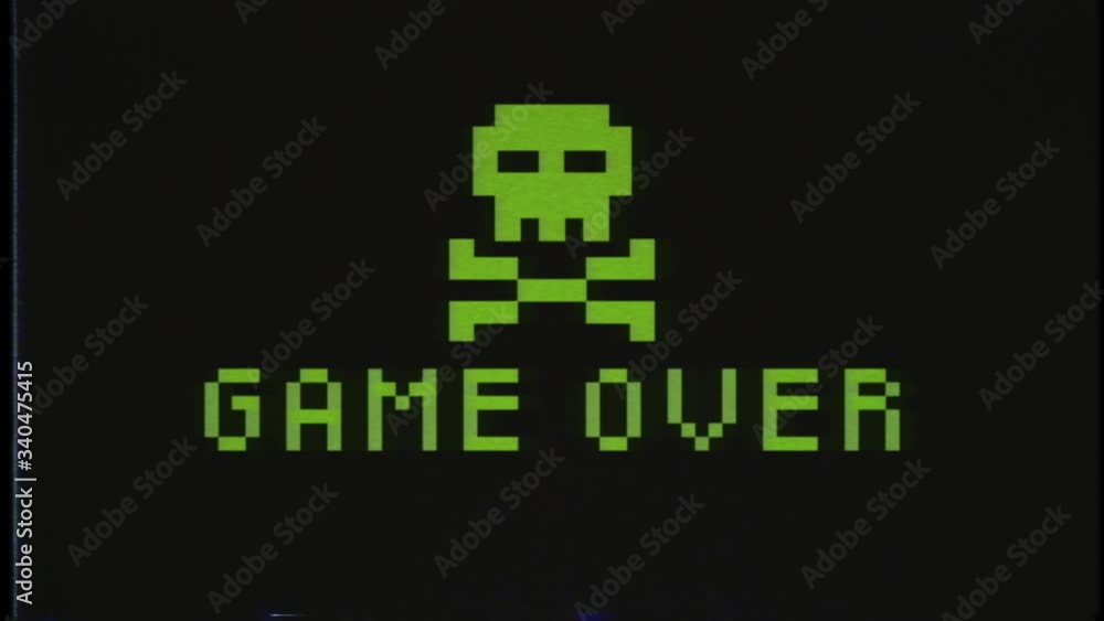 Vídeo do Stock: Retro VHS glitch GAME OVER with a skeleton title from ...