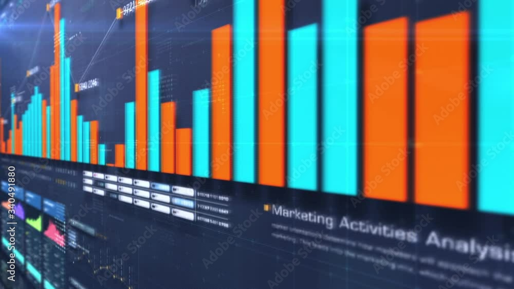 Business stock market, trading, info graphic with animated graphs ...