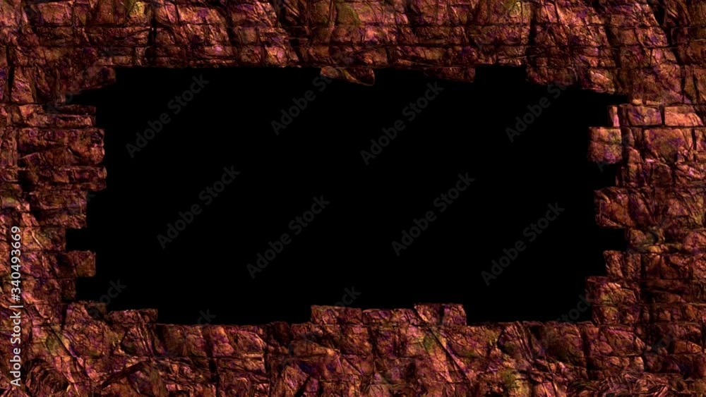 The wall explosion, destruction of stone wall, stone wall collapse ...