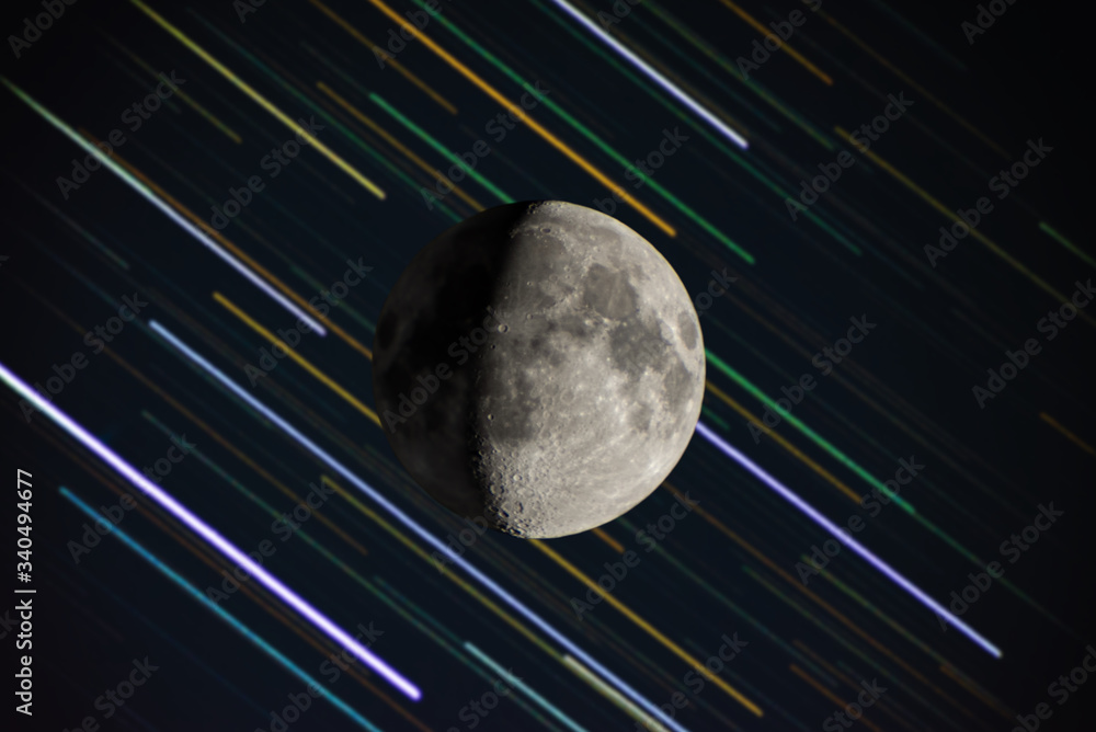 3D, 3-Dimensional, moon-lapse, moonlapse. This is a composite photo of ...
