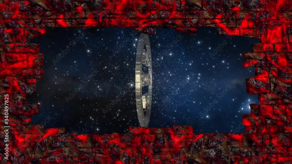 The wall explosion, destruction of stone wall, stone wall collapse ...