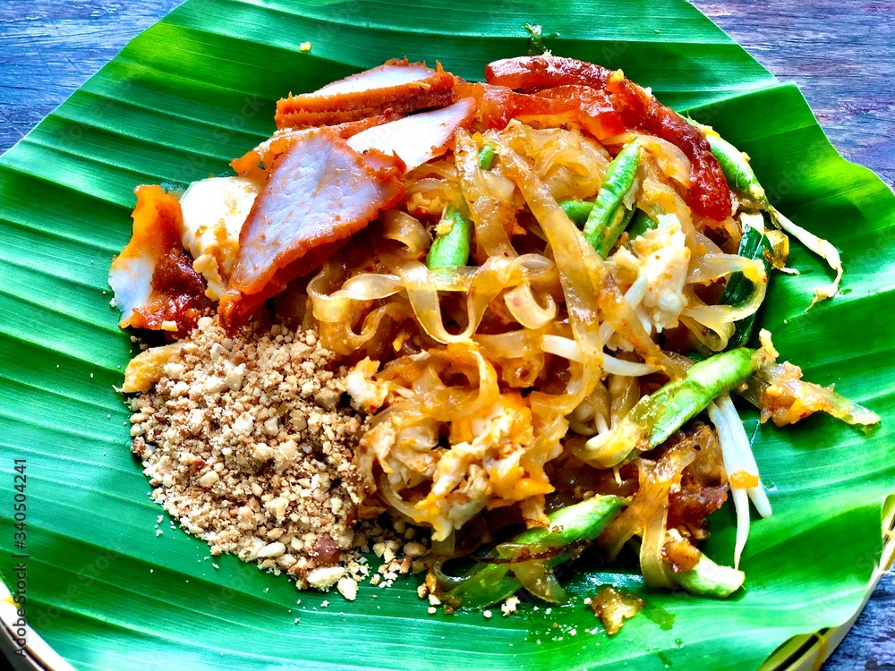Pad Thai, the famous Thai food menu noodle stir-fried cook with egg ...