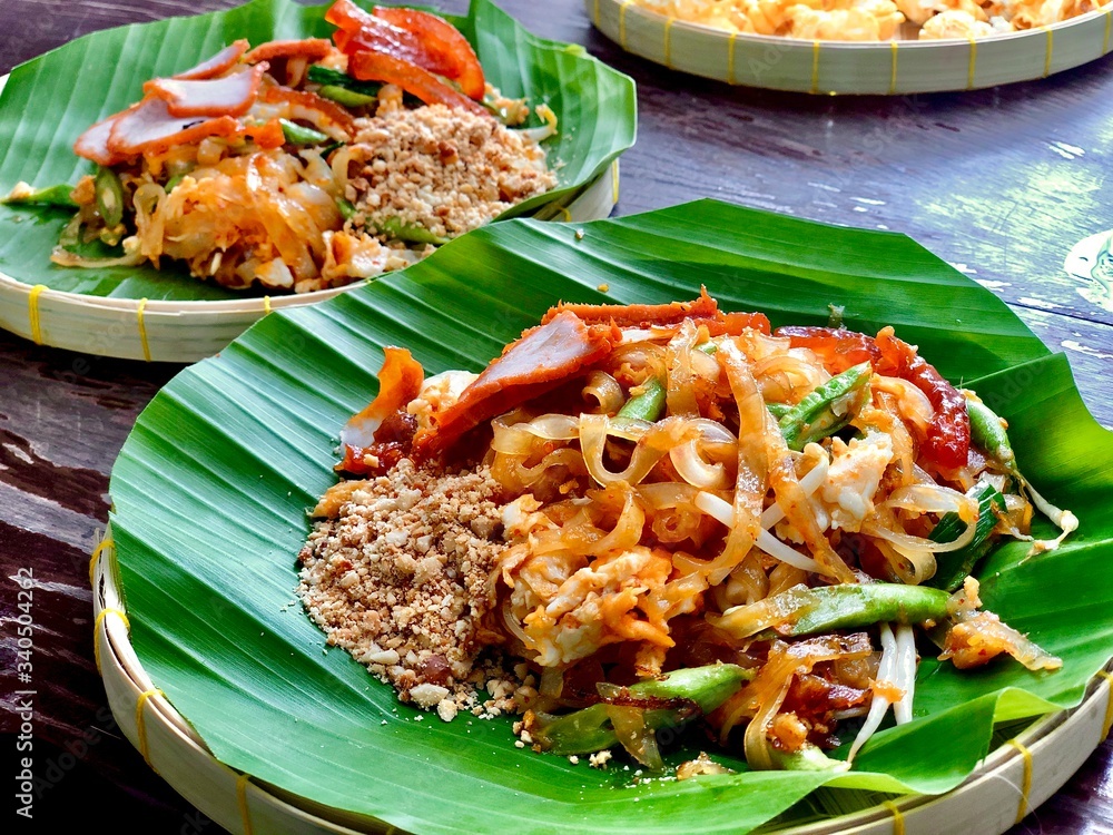 Pad Thai, the famous Thai food menu noodle stir-fried cook with egg ...