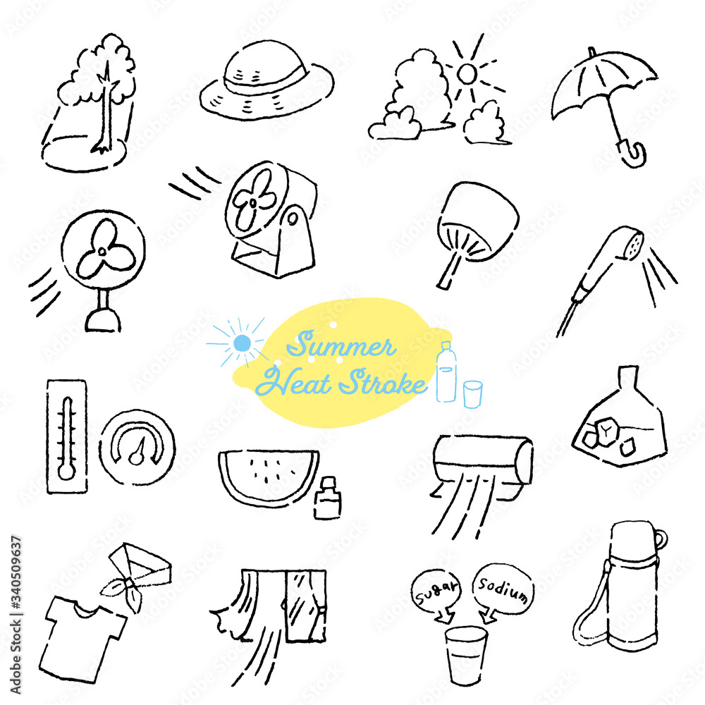 heat stroke_line drawing Stock Vector | Adobe Stock