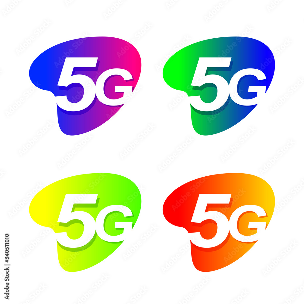 5G logo label for element graphic symbol, numbers 5G on blob colorful ...