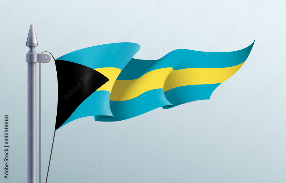 Bahamas flag state symbol isolated on background national banner ...