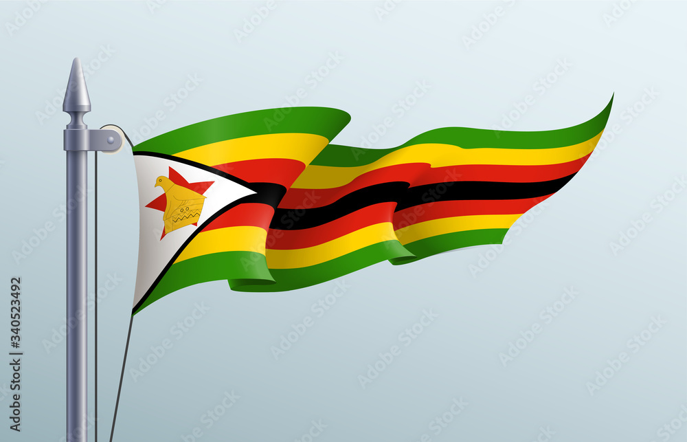 Zimbabwe flag state symbol isolated on background national banner ...