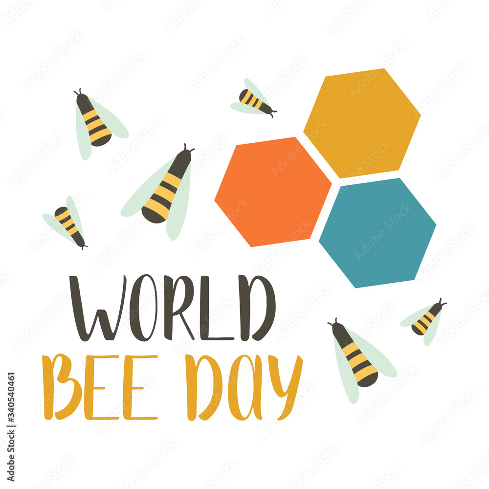 World bees day. Save the bees. Environment protection. Bright flat ...